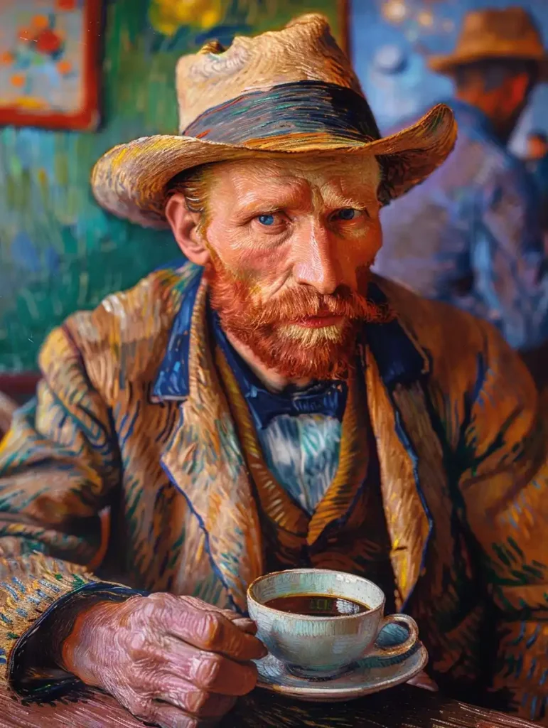 Vincents Caf Scene Hyperrealism - AI Art Style - ImgMCP