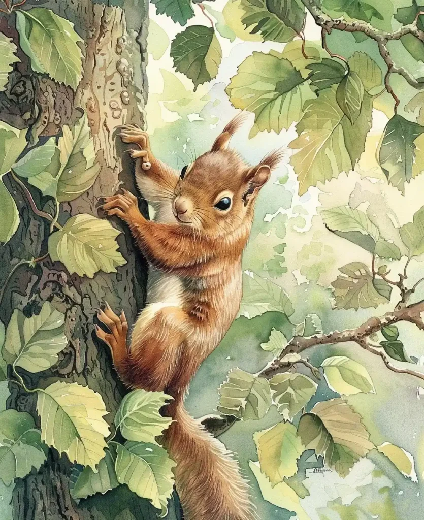 Watercolor Squirrel in Tree - AI Art Style - ImgMCP