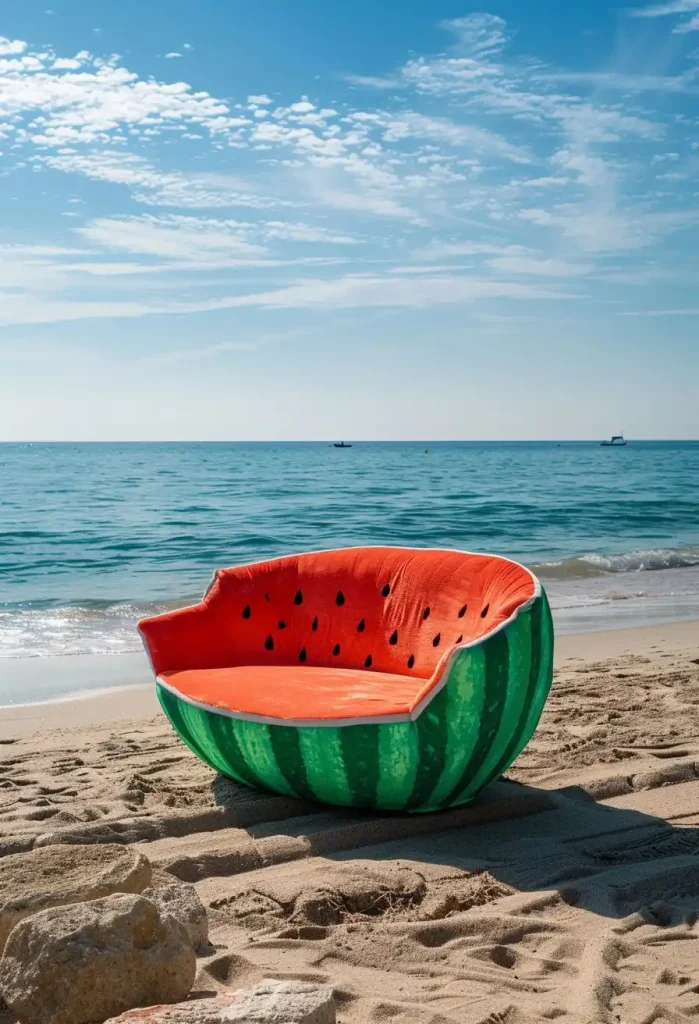 Watermelon Beach Scene - AI Art Style - ImgMCP