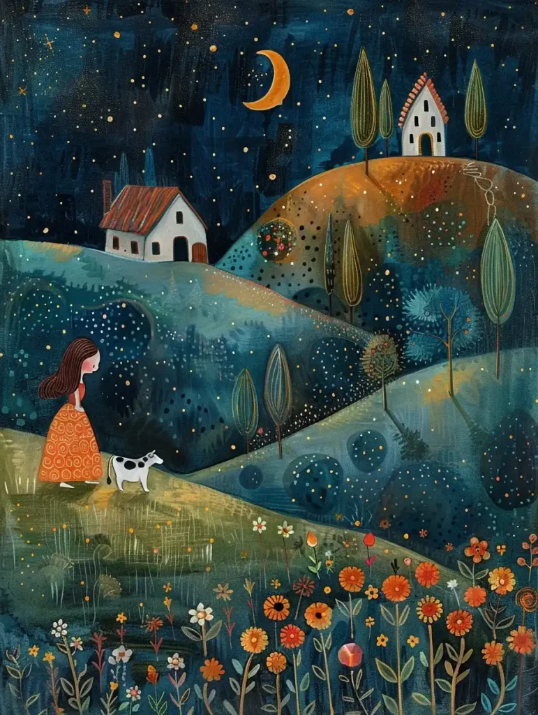 Whimsical Naive Night Sky - AI Art Style - ImgMCP