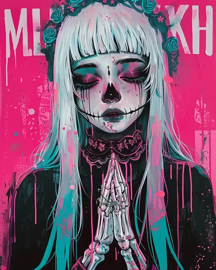 White-Haired Angura Kei Portrait - AI Art Style - ImgMCP