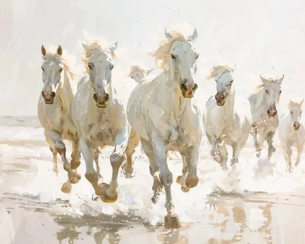 Wild Horses Beach Run - AI Art Style - ImgMCP