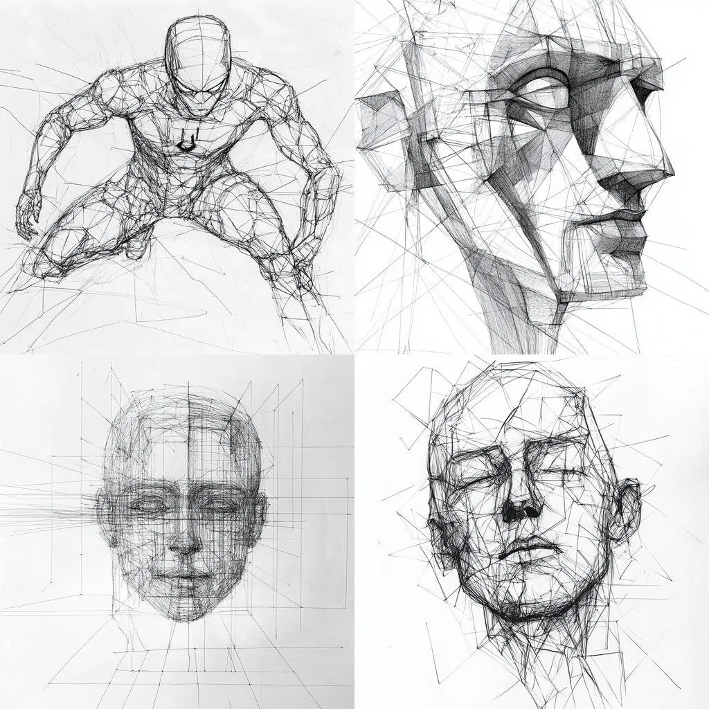 Wireframe drawing - AI Art Style - ImgMCP