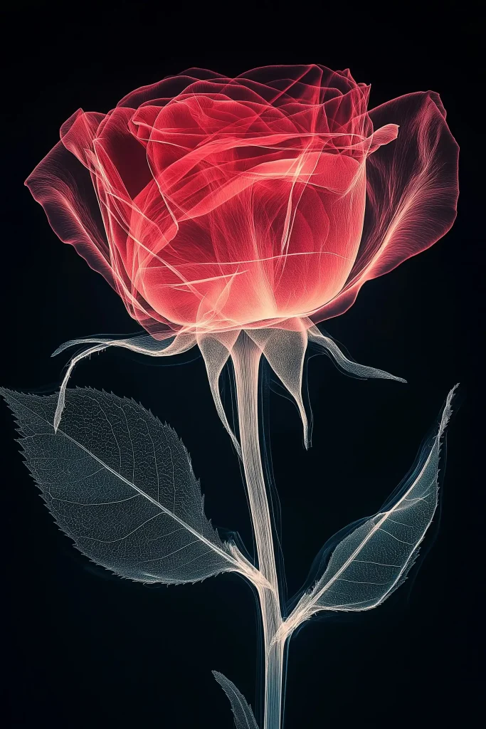 X-Ray Rose Close-Up - AI Art Style - ImgMCP