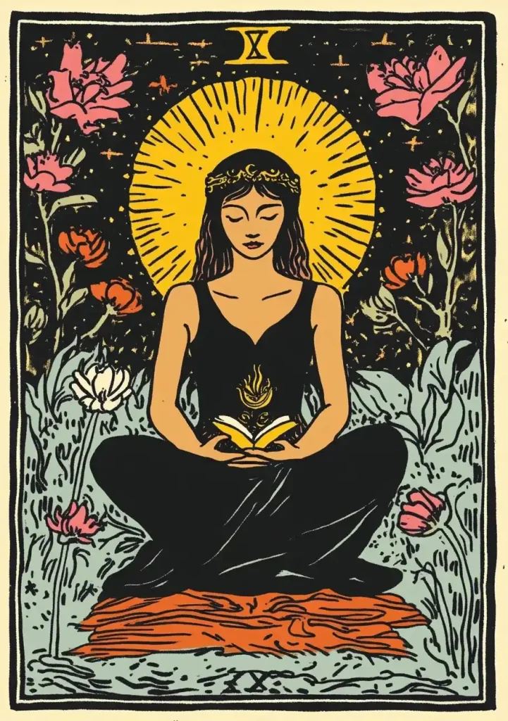 Zen Woman Tarot Illustration - AI Art Style - ImgMCP